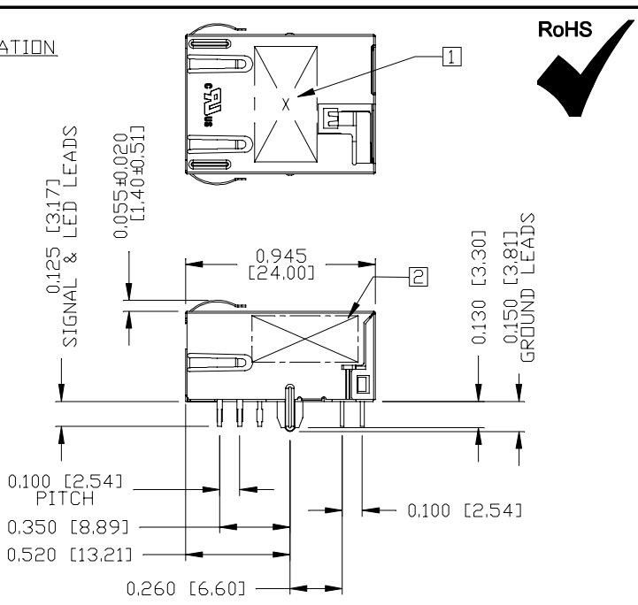 Le connecteur du port Rj45 Magjack de Tab Down 1X1 de base-T de L836-121T-KE 5G protégé avec Gy ...